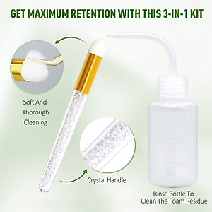 EMEDA Lash Shampoo for Lash Extensions 100ml Tea Tree Eyelash Extension Cleanser with Rinse Bottle Brush,Oil Free Lash Shampoo Kit (3.38 Fl.Oz.)