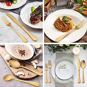 LIANYU 30 Piece Gold Silverware Set, Stainless Steel Gold Flatware Cutlery Set for 6, Fancy Kitchen Utensil Tableware Set for Home Restaurant Party, Satin Finish, Dishwasher Safe