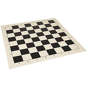 Chess Board Quality Tournament Standard 20 by 20 inches Vinyl Roll Up, Dark Squares in Black