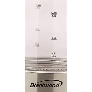 Brentwood KT-1900W 1.7L Cordless Glass Electric Kettle, White