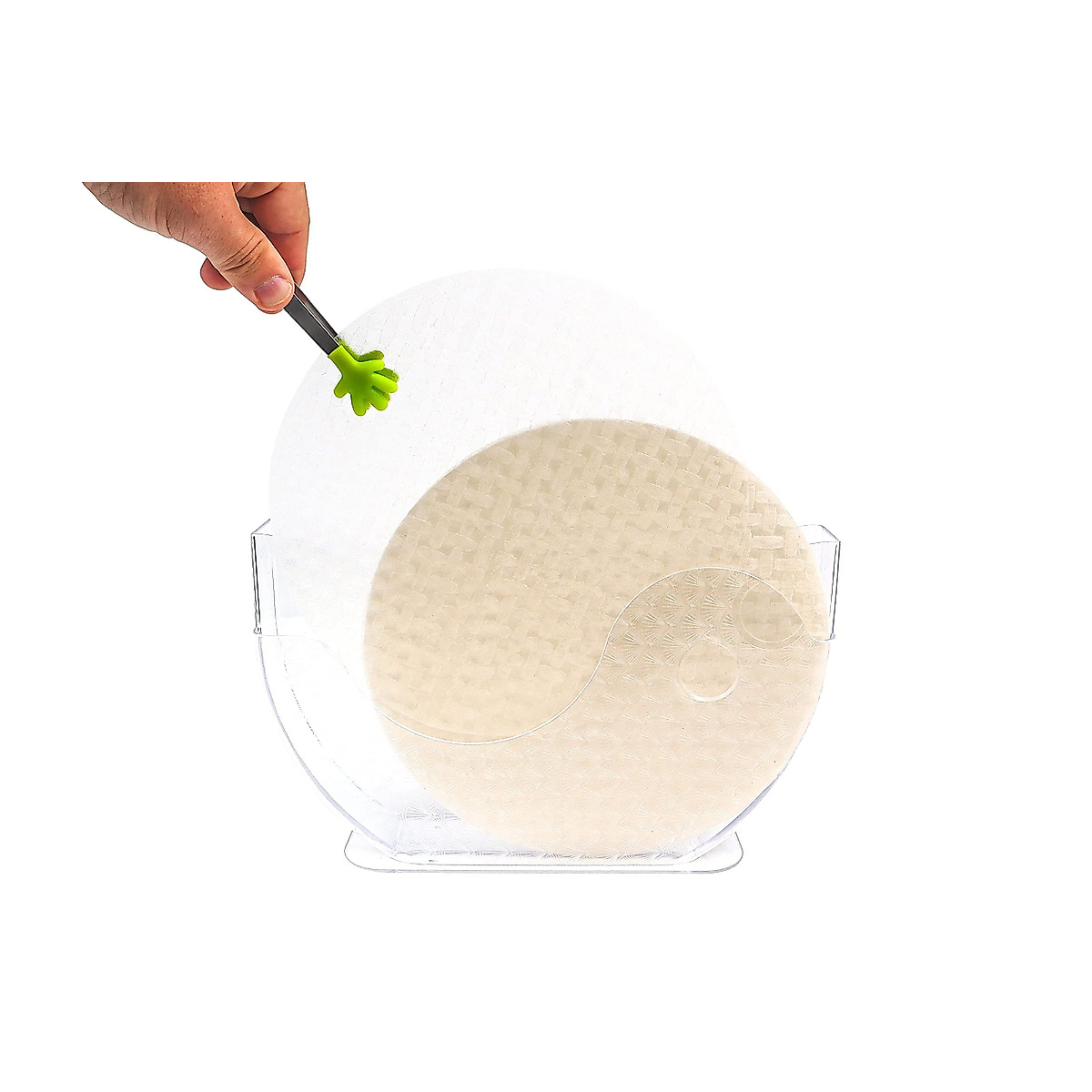 HONEYCOMB AFTERNOON Rice Paper Water Bowl - Rice Paper Holder Water Dipping Bowl, BPA Free, Reusable, Space-Saver - Spring Roll Summer Roll Wrappers Holder - Complete with Silicone Tongs