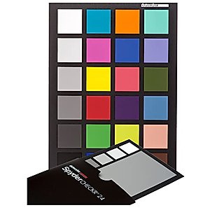 Datacolor SpyderCHECKR 24 - Color calibrate your camera for consistent image color across multiple camera systems/lighting conditions. Target color chart has 24 target colors + grey card.
