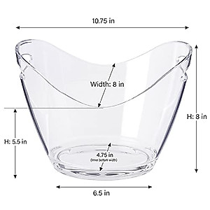 Ice Buckets for Parties - Ice Bucket - 3.5 Liter Clear Acrylic Champagne Bucket with Easy-to-Carry Handles - Good for up to 2 Wine or Champagne Bottles (2 Pack)