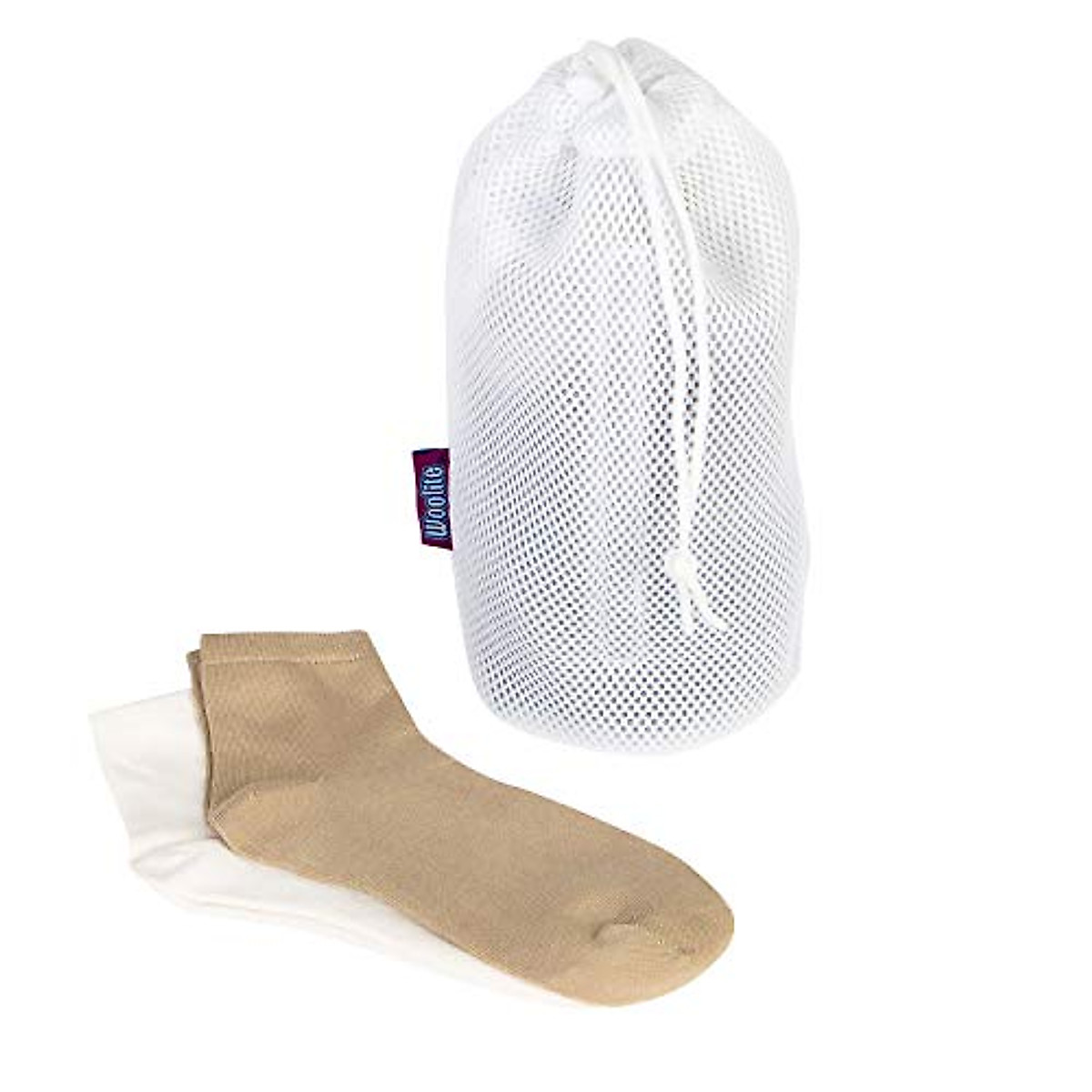 Woolite Sanitized Sock Saver Wash Bag | Prevents Fading | Stretching | Snags | Rust Free | Laundry Accessories | Clips Anywhere | White