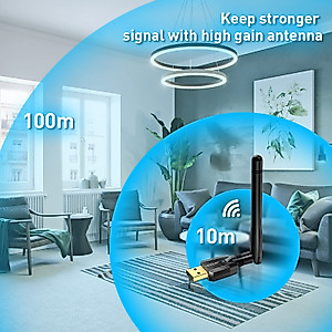 EDUP LOVE USB Bluetooth 5.0 Adapter with External Antenna for PC, Long Range 328FT/100M Wireless Transfer Bluetooth 5.0 EDR Dongle Transmitter Receiver for Desktop Laptop with Windows 11/10/8/8.1/7