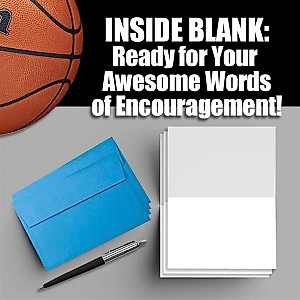 Play Strong Basketball Thank You Note Cards 12-Pack (4.25"x5.5") Illustrated Sports Powercard Note Card Set 12-Pack Perfect for Basketball Players, Coaches, Fans and Fanatics - They'll Love 'Em!