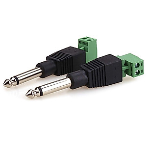 NANYI TS 1/4 Inch Jack, 6.35mm Mono Male Plug for Guitar/Speaker/Microphone Cable That can be Solderless Screw - 2 Pack