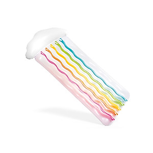 Intex Rainbow Cloud Mat Inflatable Outdoor Floating Swimming Pool Lounger Float Toy with Headrest