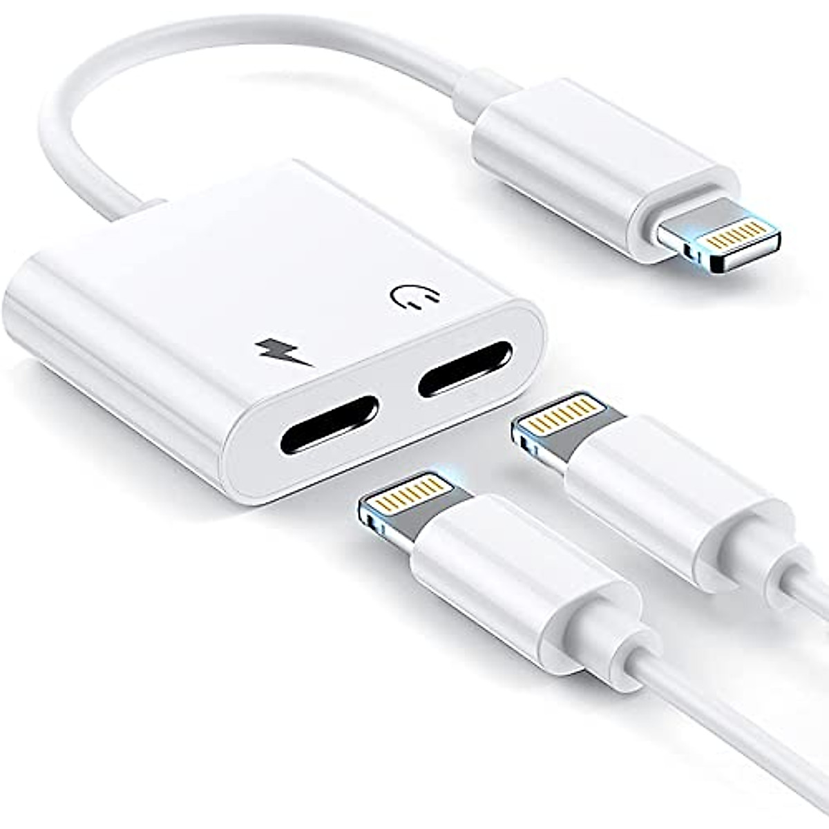 TIMEJONS Lighting to Lighting Headphone Jack Adapter for iPhone, 2 in 1 Charger and Aux Audio Splitter Adapter Support All iOS System(MFi Certified)