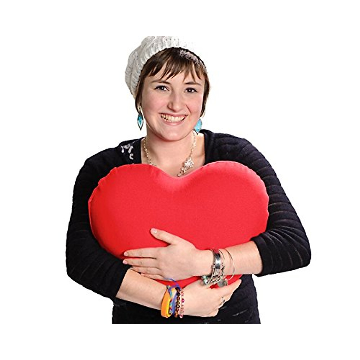 Yogibo Heart Shaped Pillow, Plush, Cozy, Huggable, Decorative Throw Cushion, Filled with Soft, Comfy FiBeads, Red