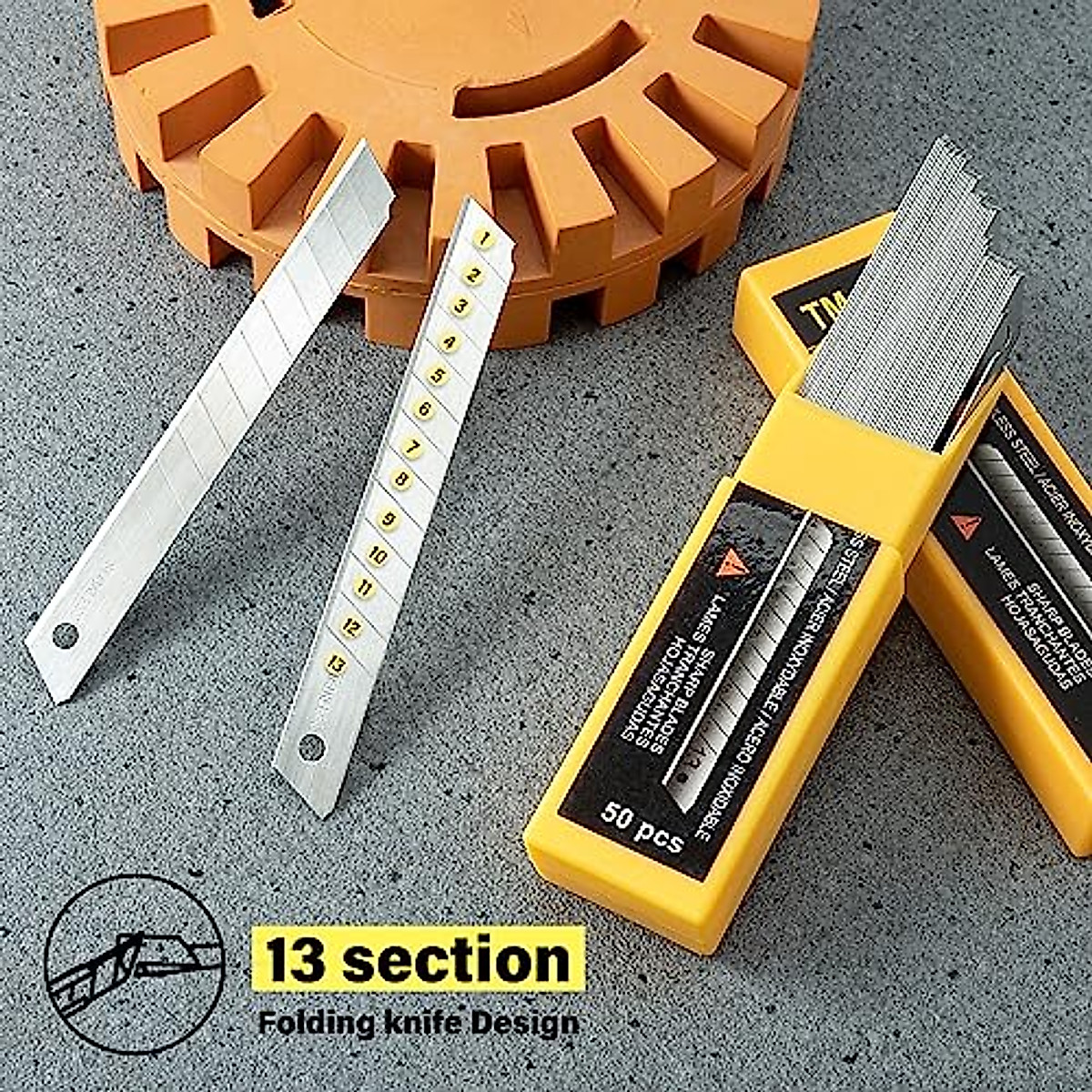 Gomake 9mm Knife Replacement Blades, Snap Off Blades for 9MM Universal Knife,Stainless Steel Blades Use in Office, Home, Arts, Crafts - 100PCS