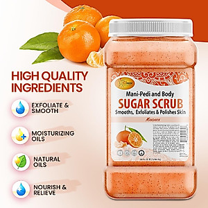SPA REDI - Sugar Body Scrub, Mandarin, 128 Oz, Exfoliating, Moisturizing, Hydrating and Nourishing, Glow, Polish, Smooth and Fresh Skin - Body Exfoliator