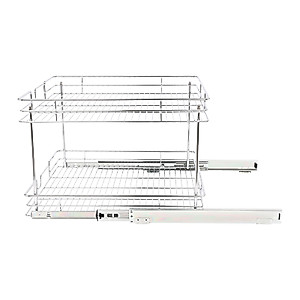 Sink Organizer and Storage,Multi-Purpose Cabinet Organizer,2-Tier Cabinet Pull Out Shelves,Pull Out Cabinet Organizer,Kitchen Helper,for Bathroom,Laundry Room,Kitchen,Pantry(Silver,21.5*19.5*15in)