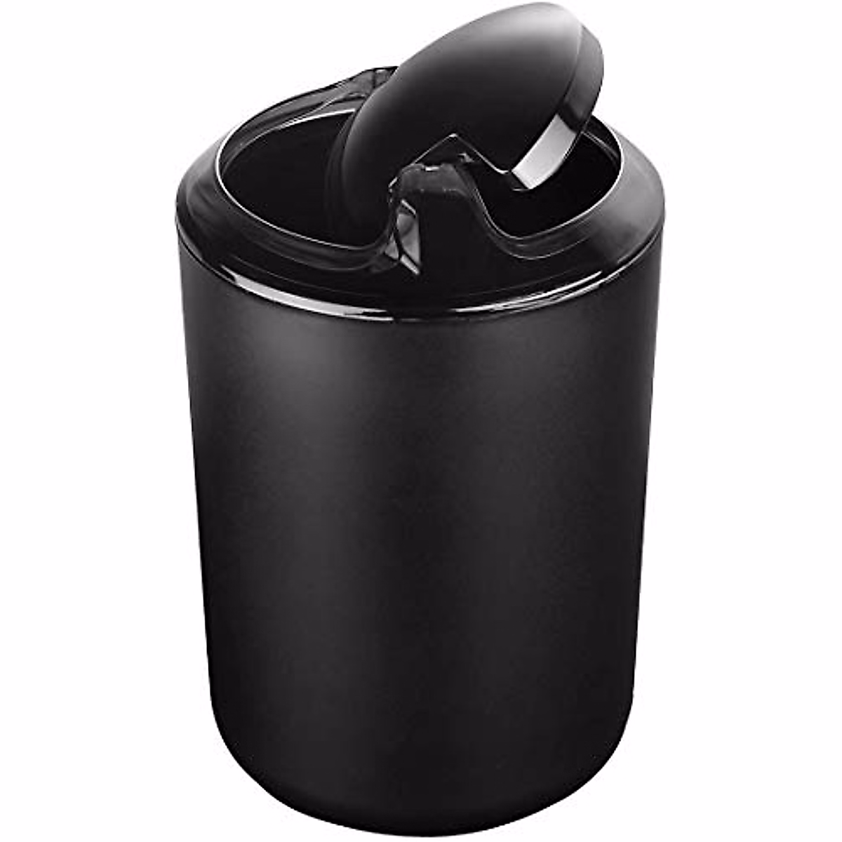 6 Pcs Plastic Bathroom Accessory Set Luxury Bath Accessories Bath Set Lotion Bottles, Toothbrush Holder, Tooth Mug, Soap Dish, Toilet Brush, Trash Can, Rubbish Bin (Black)