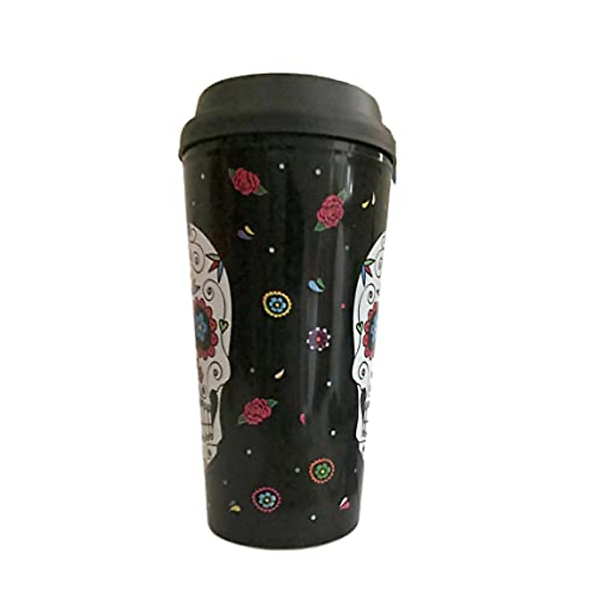 Farmhouse Treasures Day of the Dead, Sugar Skull Double Walled Travel Cups, Set of 2