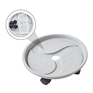 Yardwe Flower Pot Tray House Plants Round Planter Carts with Wheels Heavy Duty Flower Pot Mover Planter Caddy Modern Plant Stand Grey Planter Rolling Caddy Plant Stands Flower Pot Stand