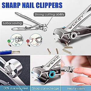Toe Nail Clippers Adult - Nail Clippers for Thick Nails with Oversized Wide Jaw Opening 15mm,Heavy Duty Toe Nail Clippers, Men and Seniors - by WEKEY