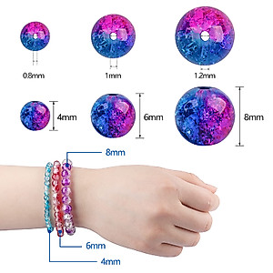 Suhome 1920pcs 8 Color Crackle Lampwork Glass Beads 4mm 6mm 8mm Handcrafted Round Spacer Loose Beads for Jewelry Making