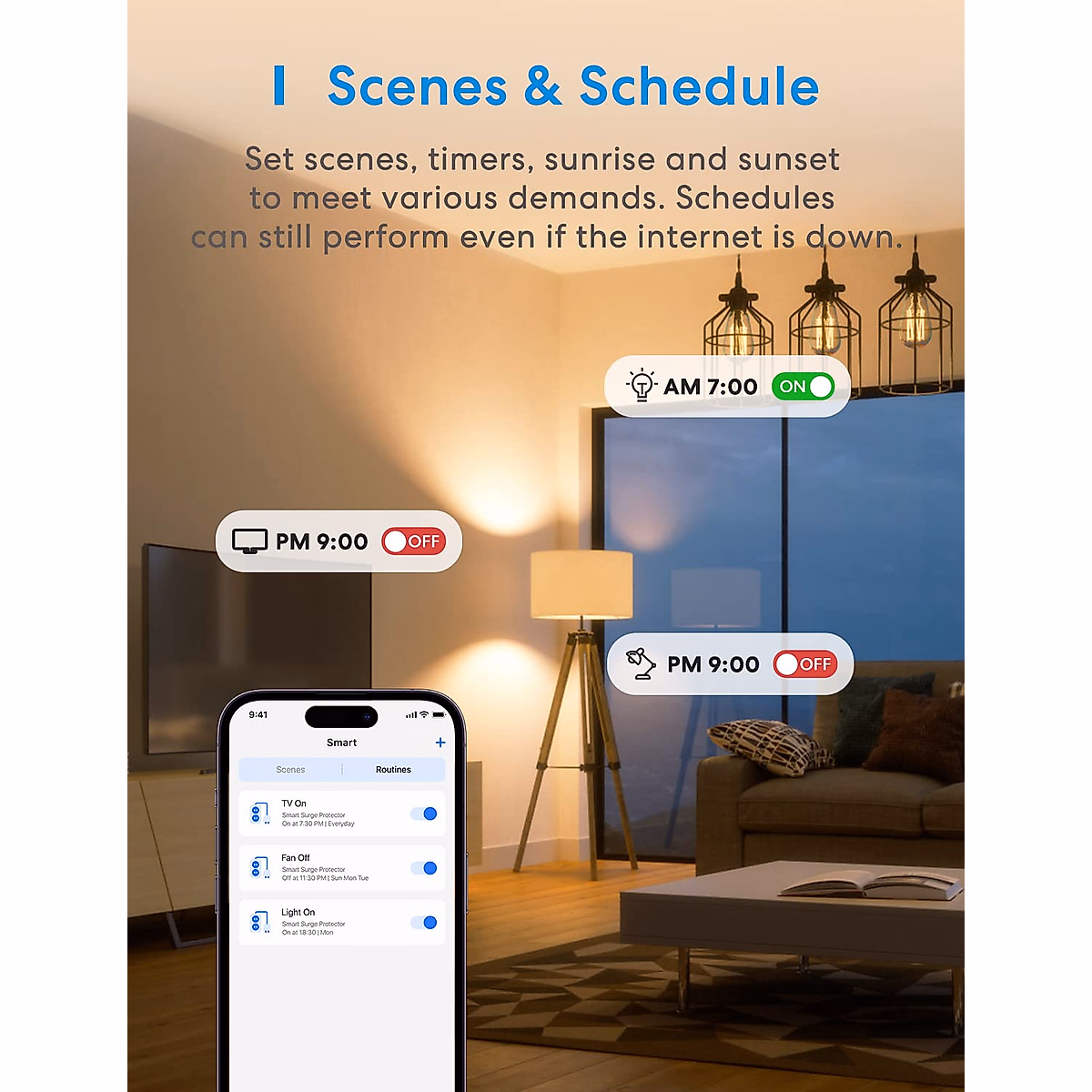 meross Smart Plug Power Strip, WiFi Flat Outlet 15A Compatible with Apple HomeKit, Siri, Alexa, Google Assistant & SmartThings, with 4 AC Outlets & 4 USB Ports, 6 Feet Surge Protector Extender