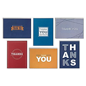 Hallmark Thank You Cards Assortment, Bold Type (36 Thank You Notes with Envelopes for Business, Graduation, Birthdays, All Occasion)