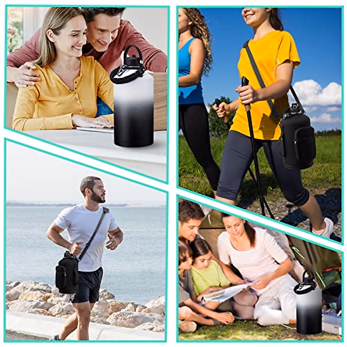 DIGJUPER Insulated Water-Jug Gallon Water Bottles - with Straw & Spout Lids, Paracord Handle & Bottle Carrier, 128OZ Metal Gallon Water Bottle Large, Vacuum Thermo Jug Stainless Steel Water Flask Jug