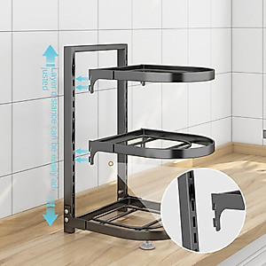Pots And Pans Organizer for Cabinet.3-Tiers Heavy-Duty Pot and Pan Rack for Kitchen Organization, Height Adjustable and Space Saving Pot Organizer football Valentine's Day President's Day Gift