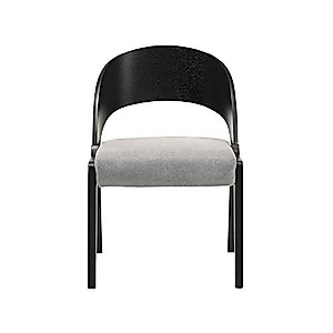 Armen Living Polly Mid-Century Modern Dining Accent Chairs Finish Fabric-Set of 2, 20" Wide, Black/Grey