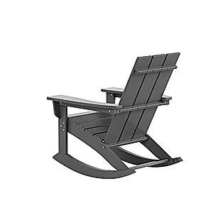 WO Home Furniture Adirondack Rocking Chair Set of 2 PCS Patio All-Weather and UV Protection for Any Outdoor Spaces (Gray)