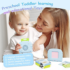 Learning Montessori Toys for 3 Years Old Boys Girls, ROATEE Autism Sensory Toys, 448 Sight Words Talking Flash Cards for Preschool Learning Activities, ABC Learning for Toddlers (Blue)