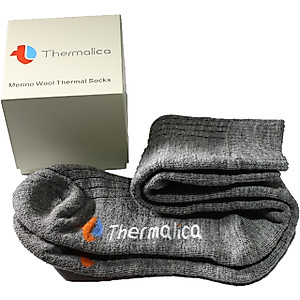 Luxury Thermal 80% True Merino Wool Socks-Over Calf, For Boots, Hiking,Ski &Home Light Gray