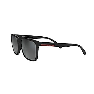 A|X ARMANI EXCHANGE Men's AX4080S Square Sunglasses, Matte Black/Light Grey Mirrored/Black, 57 mm