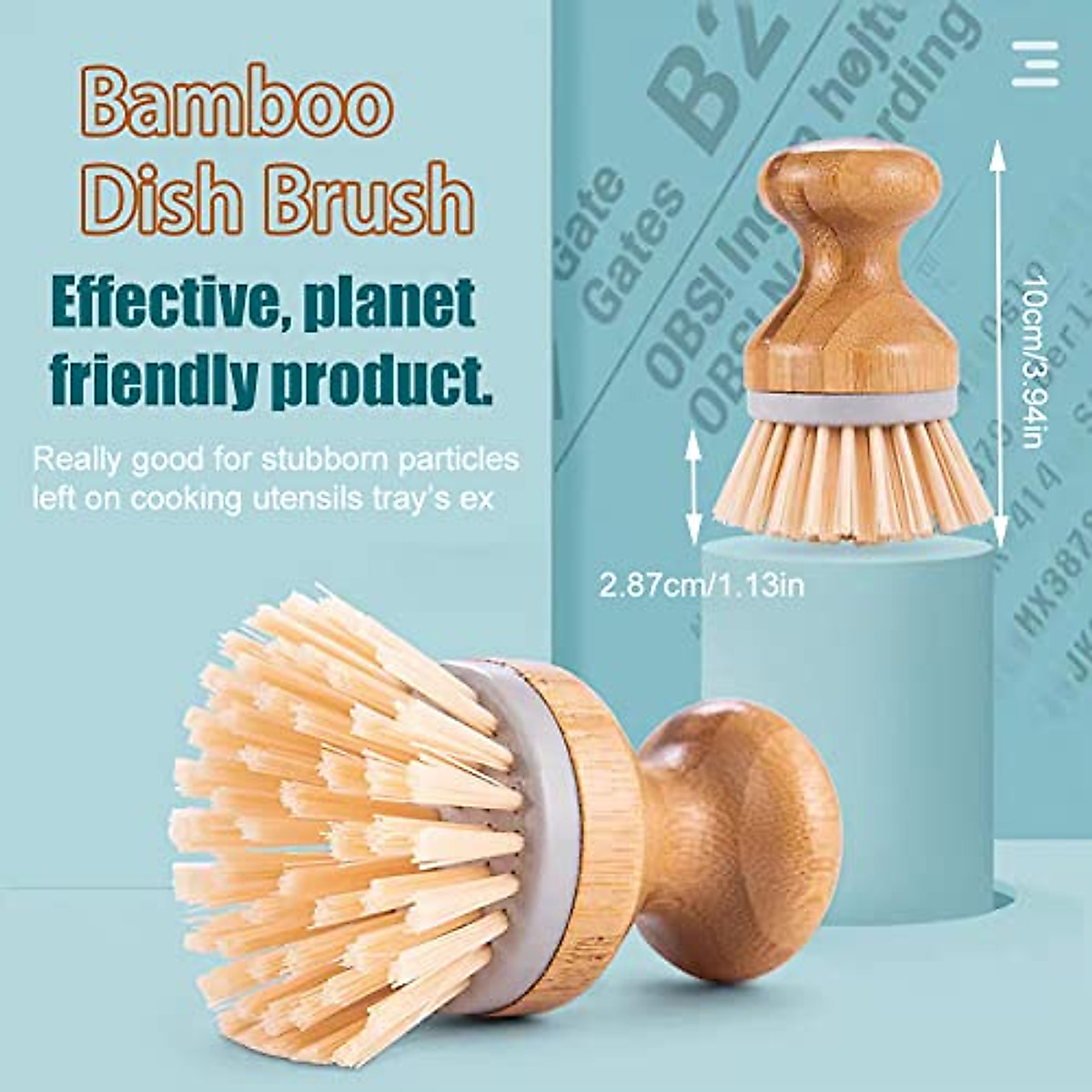 Bamboo Dish Brush Scrub Wooden Brush - Bamboo Dish Brush，Brush for Dishes,Palm Brush Dish Scrubber Suitable for Washing Dishes,Stubborn Stains & Vegetables.