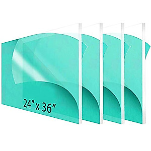 (2 Pack) 1/8" Thick Clear Acrylic Sheets - 24" x 36" Pre-Cut Plexiglass Sheets for Craft Projects, Signs, Sneeze Guard, and More - Cut with Laser, Power Saw, or Hand Tools