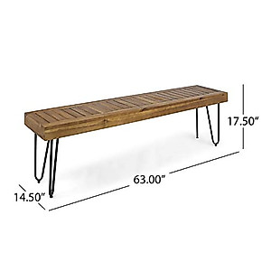 Christopher Knight Home Abbet Outdoor Industrial Wood Bench, Teak/Black Metal