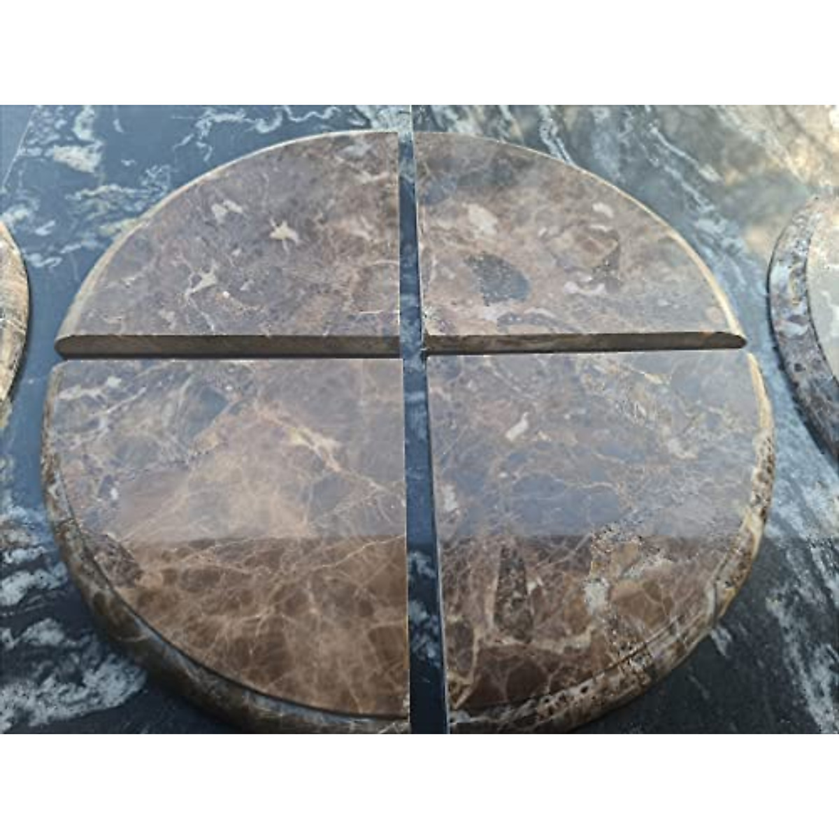 Premium Marble Corner Shelf - 8" Shower Soap Dish - Natural Stone Bathroom Caddy - Bath Wall Shampoo Holder (Emperador Dark OG)