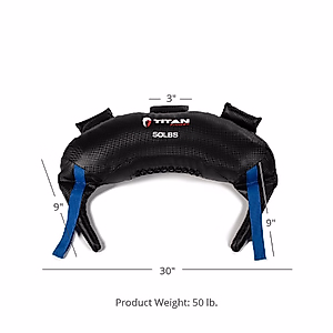 Titan Fitness 50 LB Functional Training Swing Bag, PU Material Bulgarian Power Sand Bag, Multiple Grips for Squats, Lunges, Throws, and More