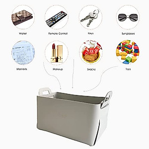 Small PU Storage Bins, Faux Leather Storage Basket with Handles, Collapsible Storage Bin for Closets, Shelves, Perfect for Organizing Keys, Remote Control, Wallet, Jewelry, Sunglasses, Gifts