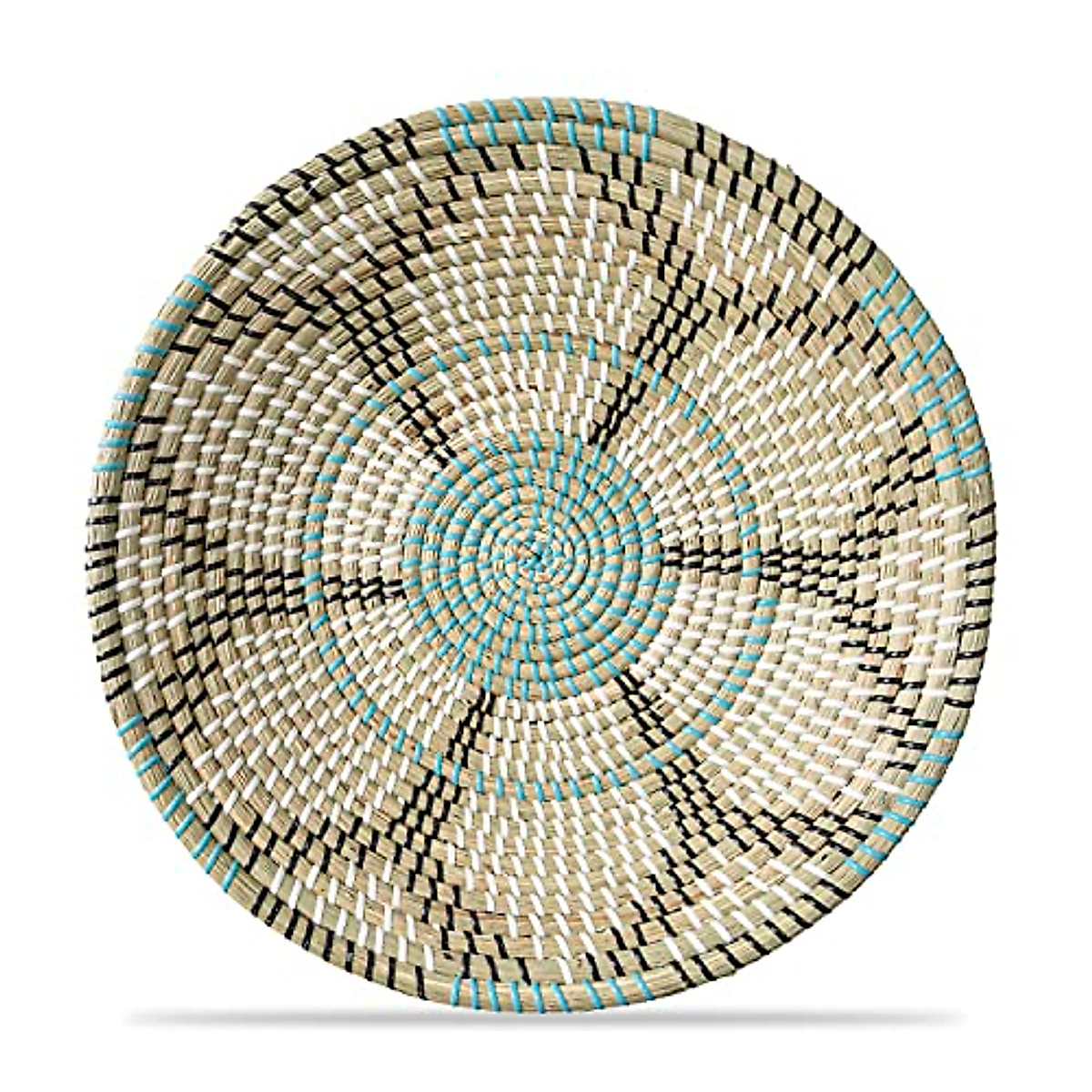 Kiwi Homie Round Woven Seagrass Wall Decor Basket Trays, Flat Natural Boho Baskets Handmade For Living Room, Decorative Wicker Wall Bakets For Unique Hanging Wall Art (15.94, Camellia)