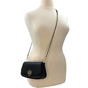 Tory Burch Britten Convertible Crossbody Bag With Gold Hardware (Black)