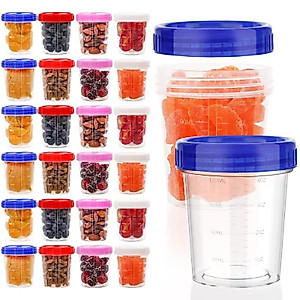 XSEINO 24 Pack 4oz Salad Dressing Container to Go,Small Containers with Lids Leakproof Condiment Containers with Screw Lids Reusable Stackable Plastic Dip Sauce Containers