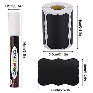 ONUPGO Chalkboard Labels-180pcs Waterproof Reusable Blackboard Stickers with 1 Liquid Chalk Marker for Mason Jars, Parties Decoration, Craft Rooms, Weddings, Storage, Organize Your Home & Kitchen