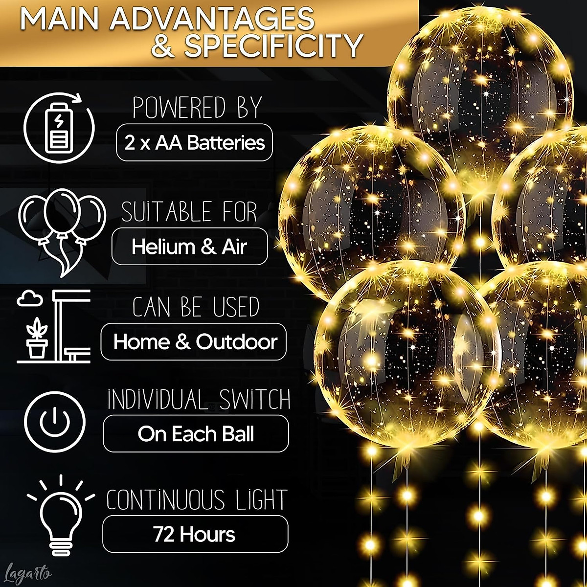 LED Balloons Light Up Balloons For Party - 10Pcs Helium Balloons Decorations Balloons Clear Balloons With String Light - Decor Bubble Balloons Glow In The Dark Party Supplies Lighted Balloons