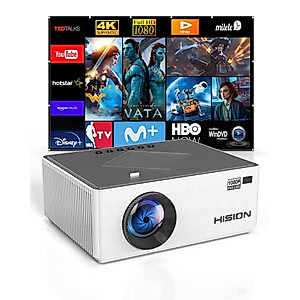 Mini Projector Native 1080P Outdoor Movie Projector with 120 Inch Projector Scr, HISION 8000L Portable Home Theater 4K Support Video Projector