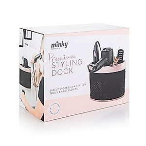 Minky Homecare Neoprene Styling Dock, Curling Iron and Hair Dryer Holder - Hair Tool Organizer Storage for Bathroom Countertop, Dresser - Rose Gold/Black