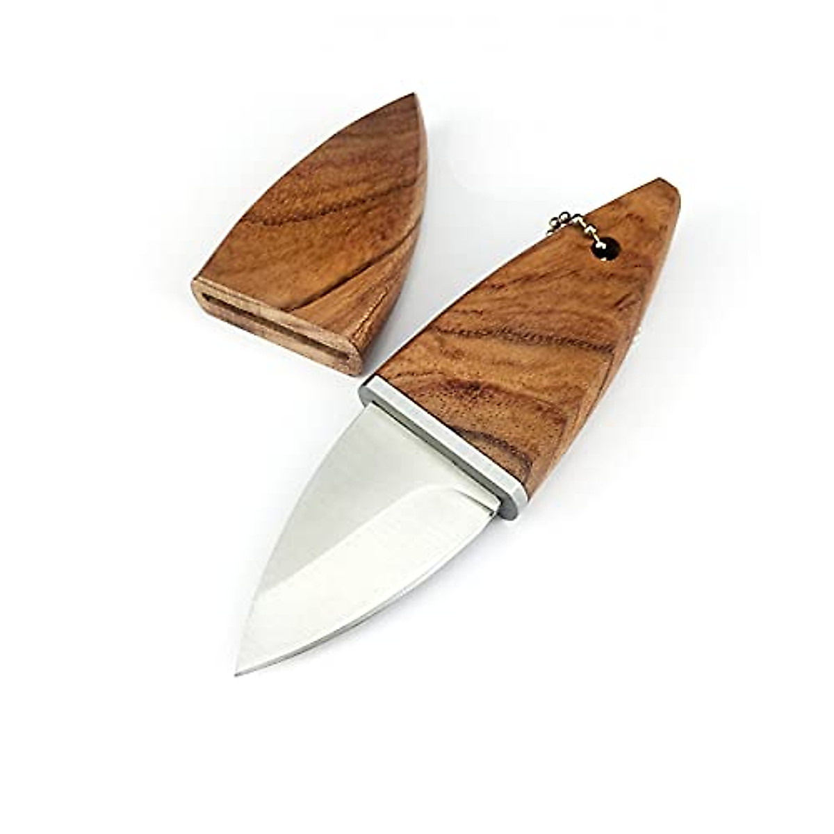 HUAAO 4.6'' Mini Knife, Pocket Knife with 440C Blade Wood Handle, Small Knife Fixed Blade Knife with Sheath for EDC Opening Package Collection Gift