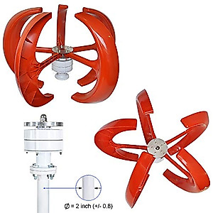 Pikasola Wind Turbine 200W max 220W 12V 5 Blade Wind Vertical Axis Generator 3 Phase AC Permanent Magnet Generator Wind Turbine Kit with Controller for Hybrid Wind Solar System