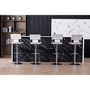 Sidanli White Adjustable Swivel Counter Bar Stool Chairs with Back (Set of 2)