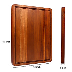 DeeDear Wood Cutting Board 16.5x13 Inch Large Reversible Chopping Block with Handles and Juice Groove, Acacia Wood Butcher Block Extra Thick Wooden Chopping Board Meat Board Cheese Board