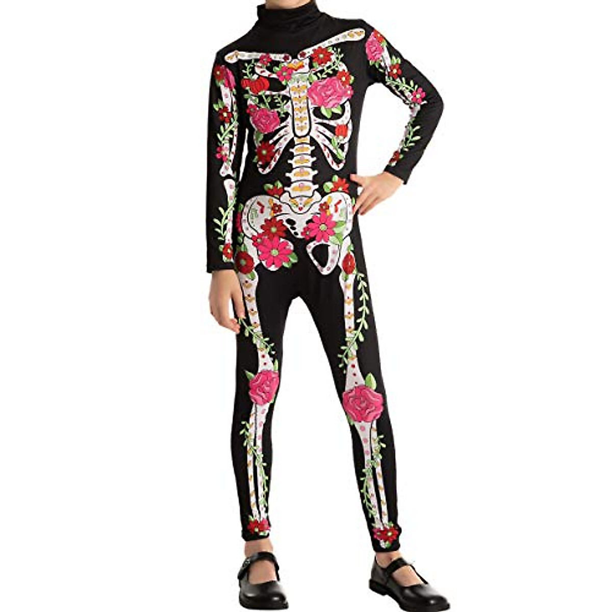 Spooktacular Creations Child Girl Floral Skeleton costume (Medium (8-10 yr))