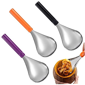 Pumpkin Scooper 3PCS 9.8x3.4 Inch Stainless Steel Pumpkin Scoop Manual Pumpkin Carving Scoop with Non Slip Handle Vegetable Scooper Tool for Kitchen.